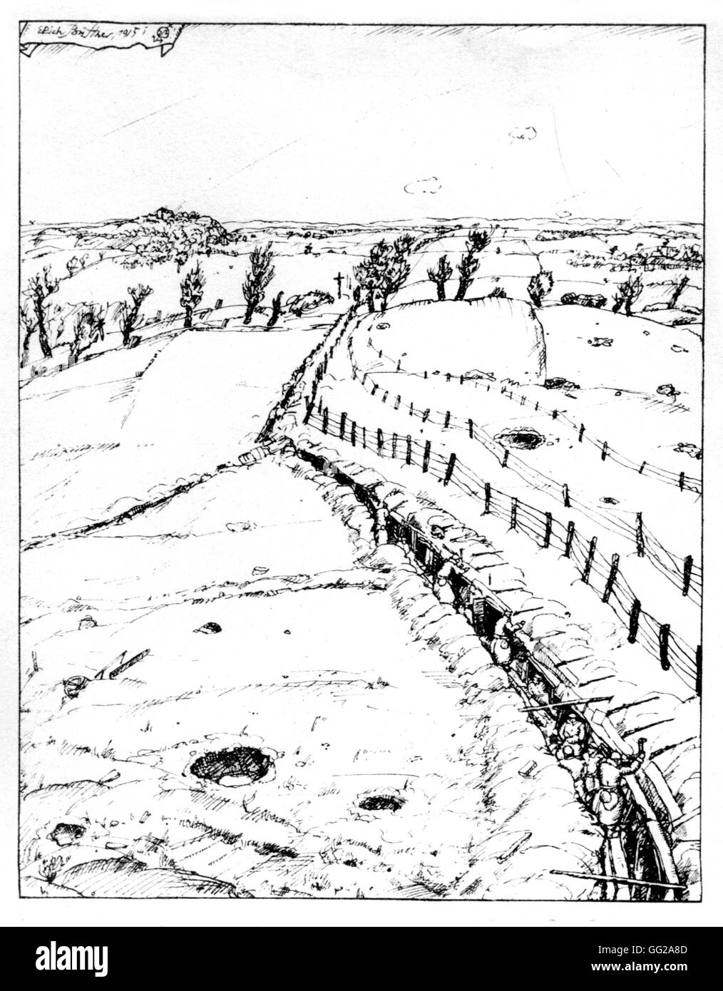 Drawing by Erich Büttner in 'Wreland' In the trenches 1915-1916 Germany ...