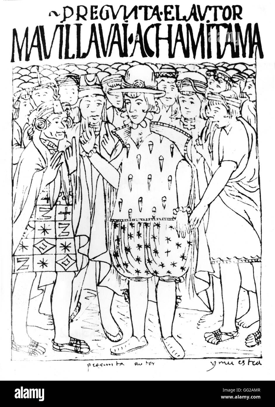 Chronicles of Huaman by Poma de Ayala: Spanish man among Natives ...