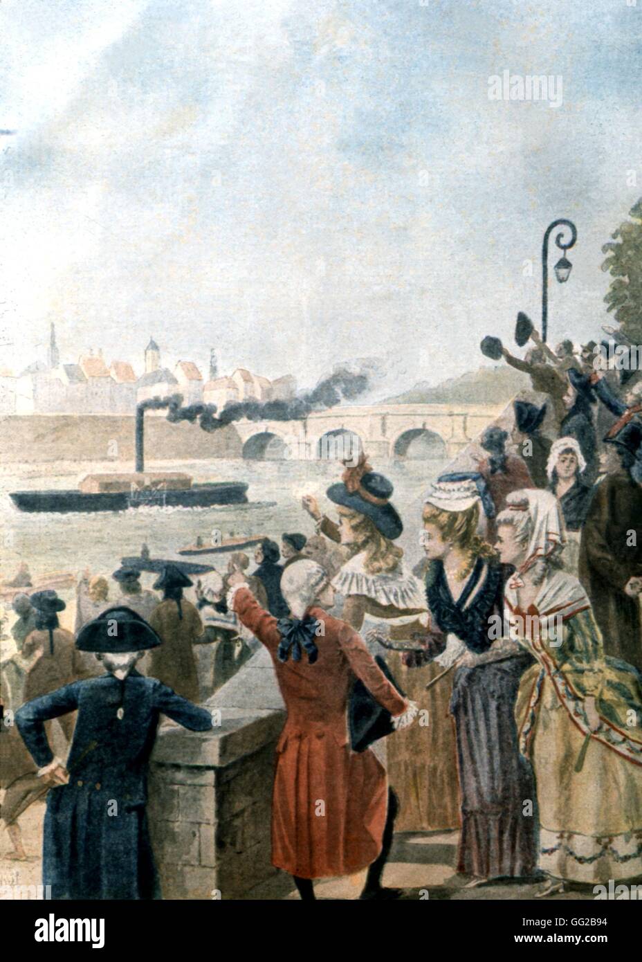 Denis Papin's experiment and presentation of his paddle-wheel-driven ...