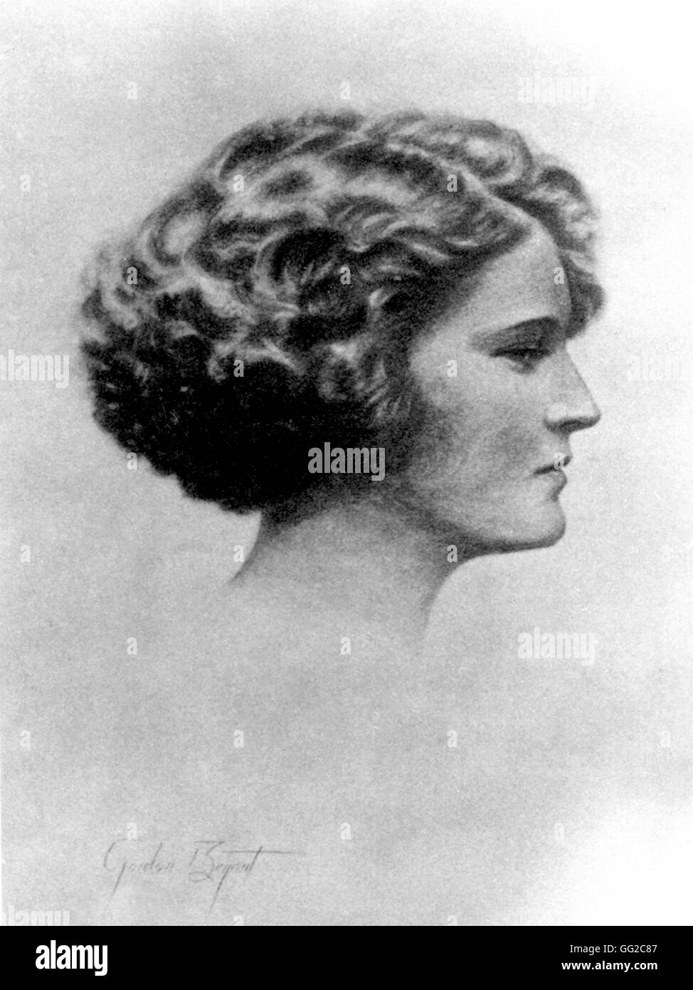Drawing by Gordon Bruyant, portrait of Zelda Sayre (Scott Fitzgerald's ...