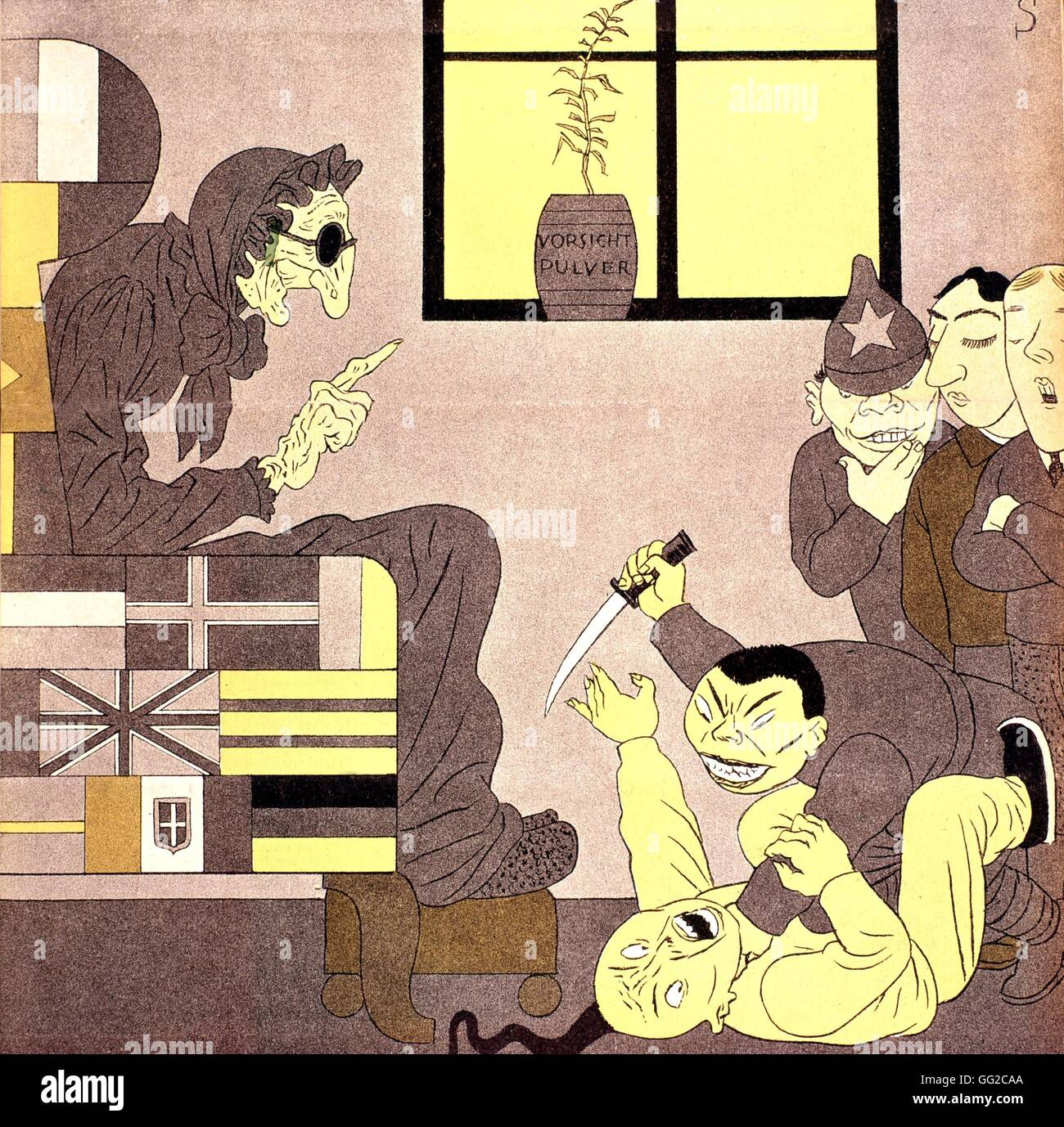 Satirical cartoon by Schilling in "Simplicissimus": "Oh ! Japsi, you ...