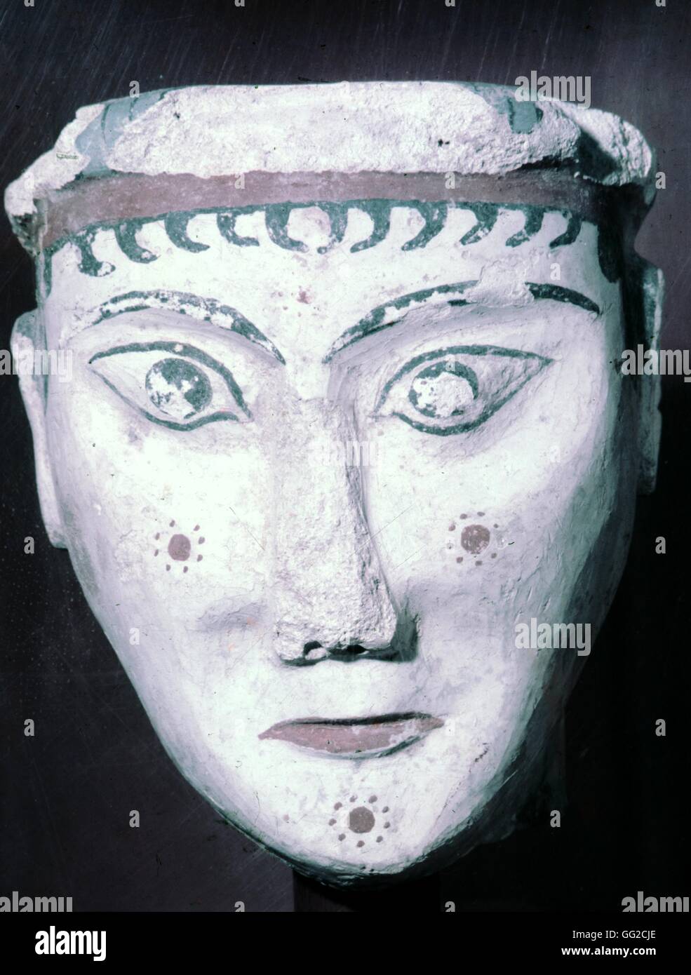 Painted stucco head from Mycenae 1400-1100 BC Ancient Greece Athens ...