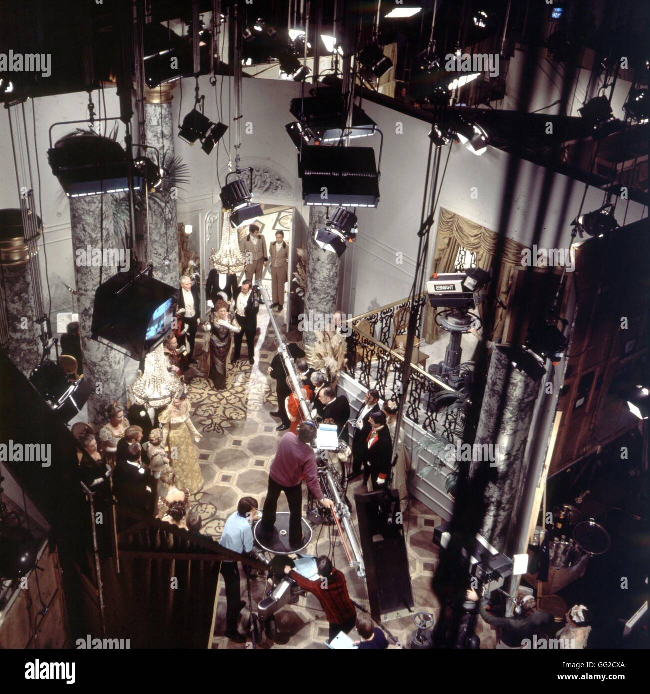 Overall view of a TV set c.1970 France Stock Photo - Alamy