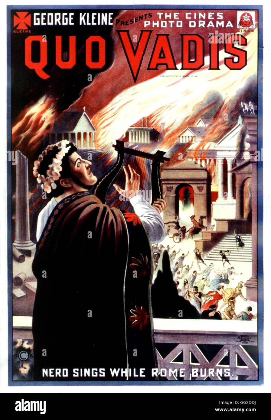 Poster of the movie Quo Vadis: Neron playing zither in front of the ...