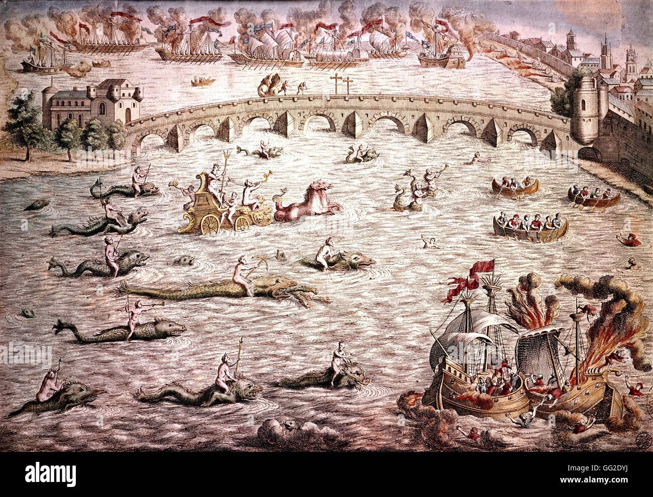 Nautical festivities in Rouen, France, on the occasion of the arrival ...