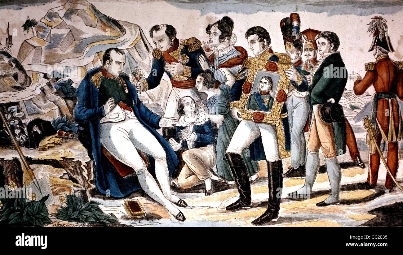 Napoleon during summer on st helena 1815 france epinal hi-res stock ...