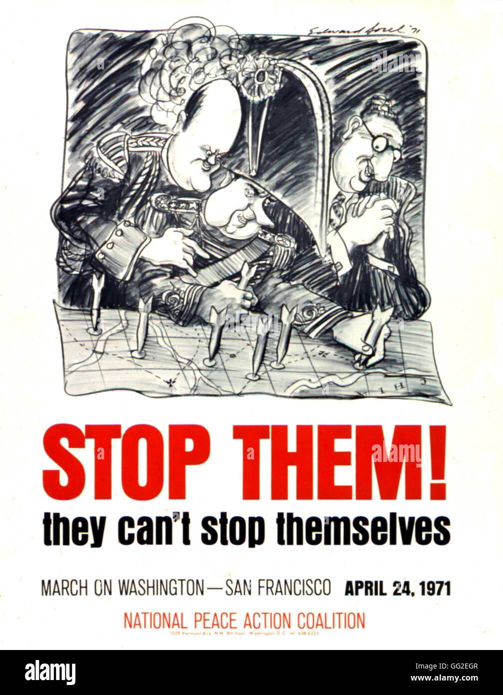 Poster against Nixon, Kissinger and John Erlichman's armament policy ...