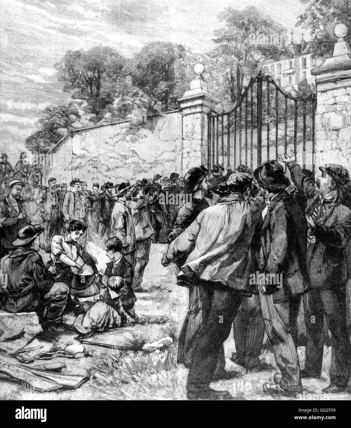 Anarchist demonstration. Blockade of a castle September 1897 France ...