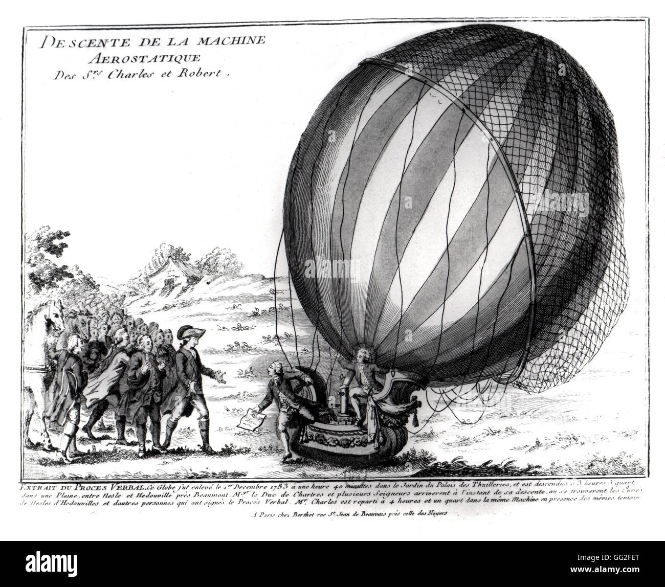 Hydrogen-filled balloon invented by Jacques Charles and made by the ...