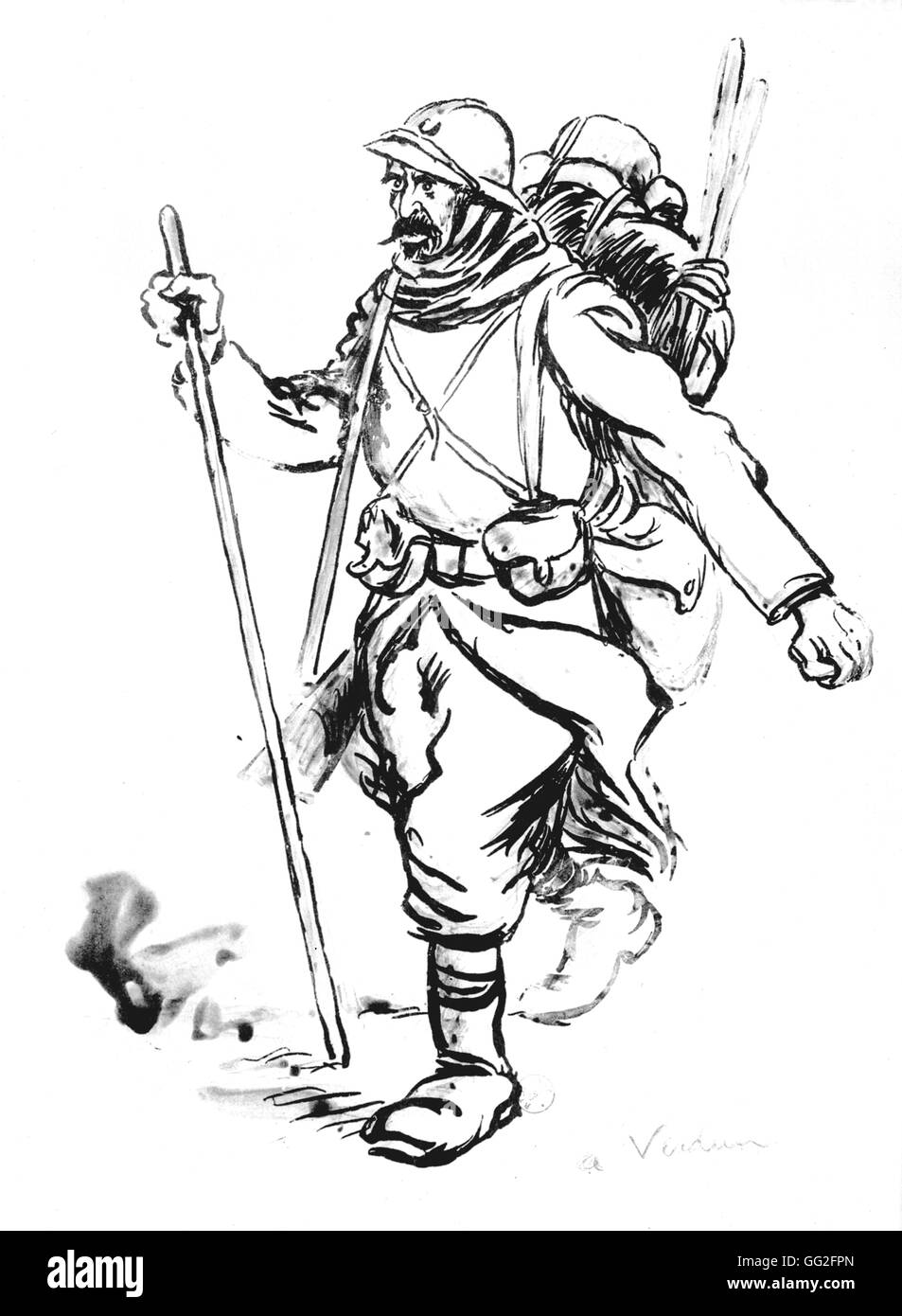 First World War. Drawing by Théophile-Alexandre Steinlen. "At verdun ...