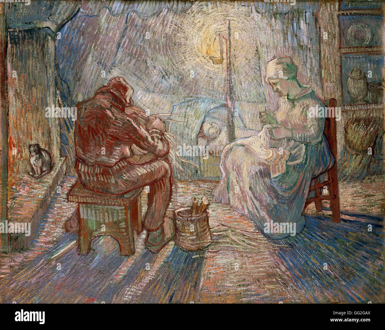 Vincent van Gogh Dutch school Evening (after Millet) 1889 Oil on canvas ...