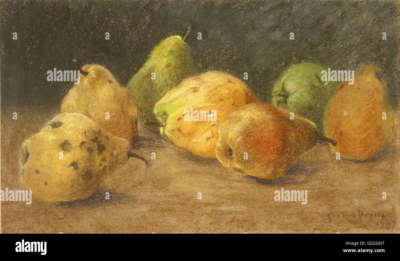 Pierre Ernest Prins French school Still life with pears Nature morte ...