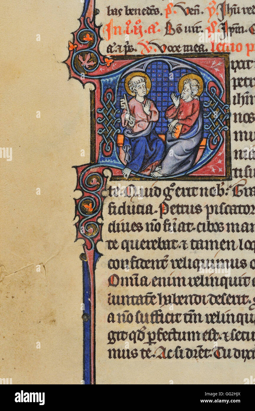 Folio 454 early 14th century manuscript parchment hi-res stock ...