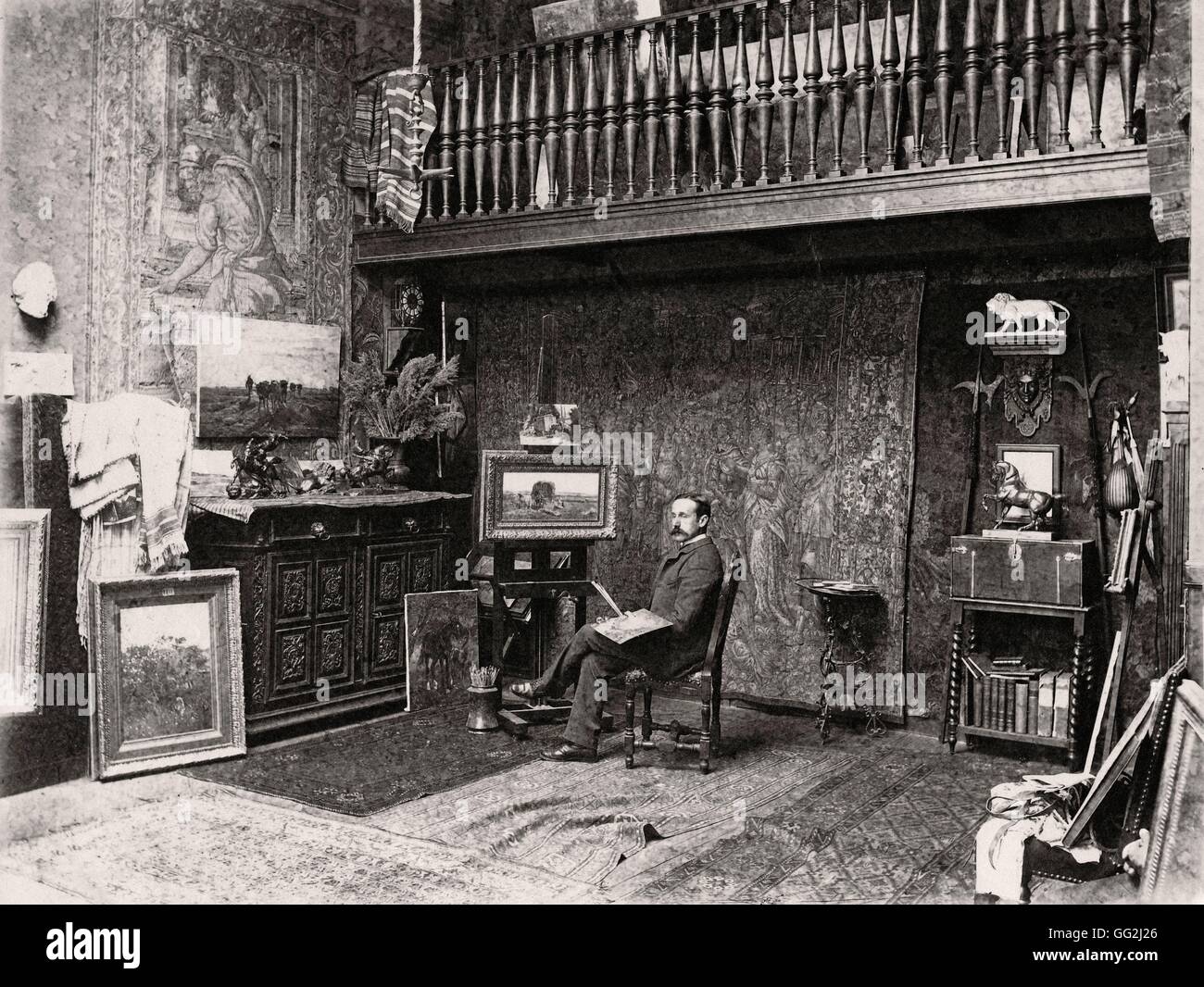 British painter alfred elias in his studio in paris hi-res stock ...