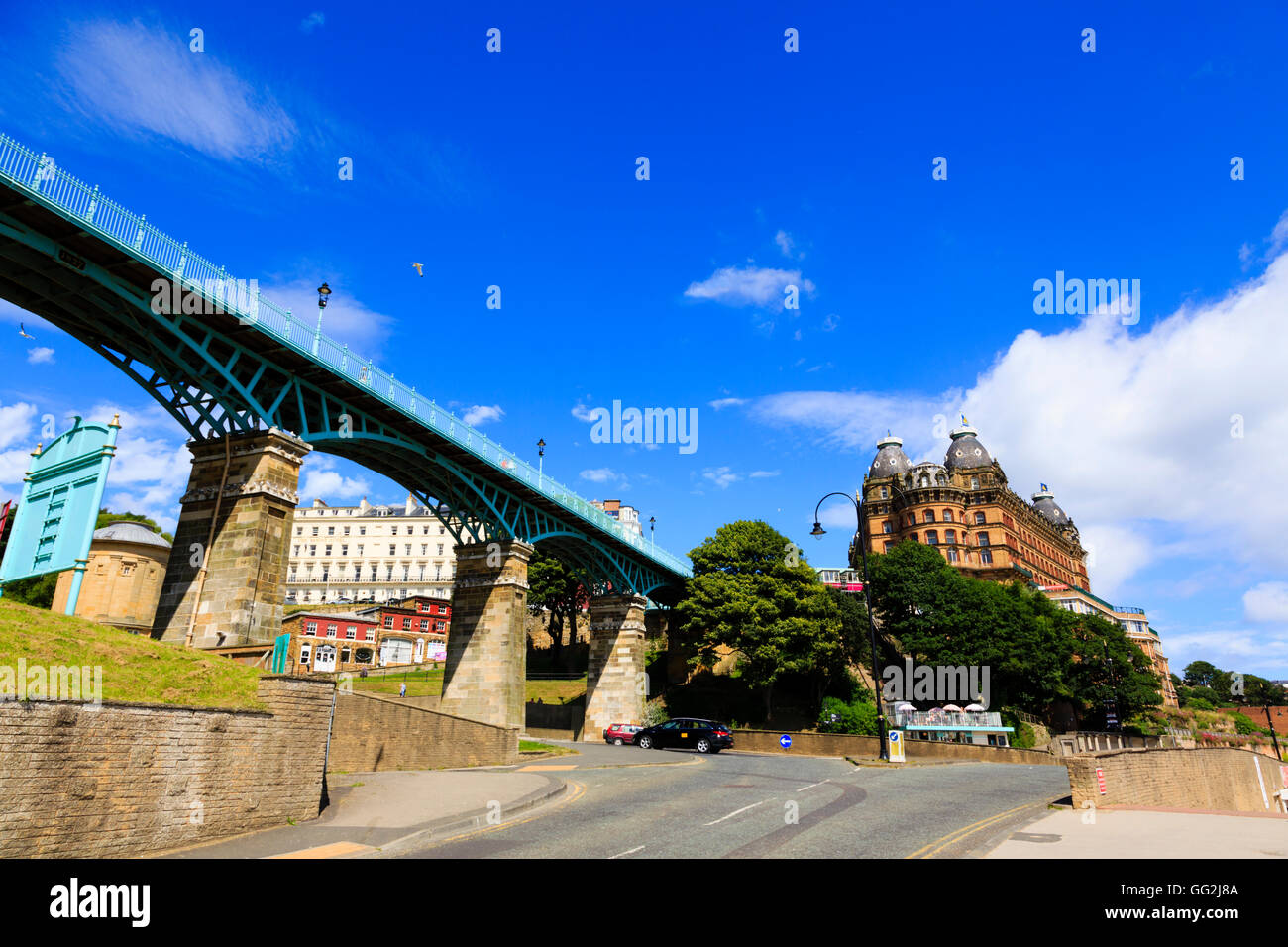 The Spa Bridge and Grand Hotel, Scarborough, North Yorkshire, England ...