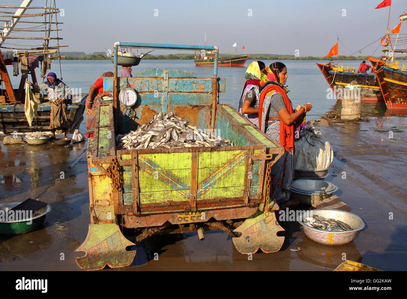 Vanakbara Fishing port in Diu Island, India Stock Photo - Alamy