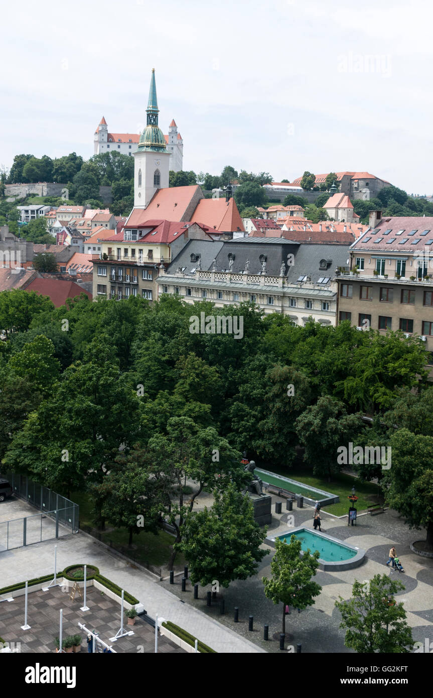 Skyline of the Bratislava Castle, spire of Saint Martin's Cathedral and ...