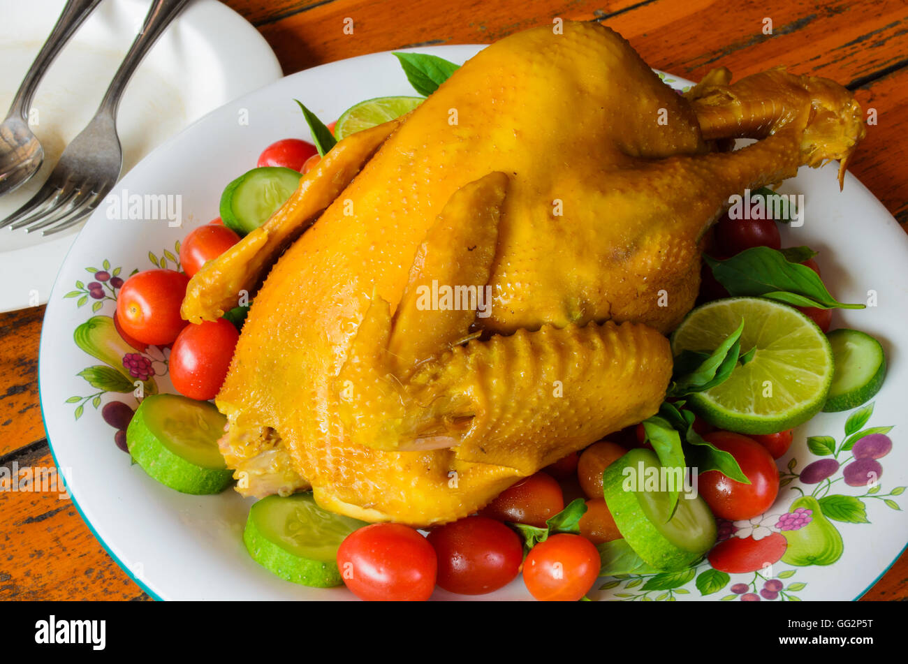 Yellow turkey roast with turmeric, traditional vegetable and the ...