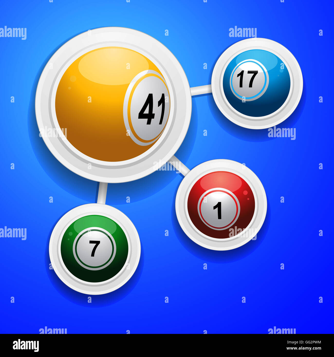 Four 3D Bingo Balls on White Frame Over Blue Background Stock Photo - Alamy