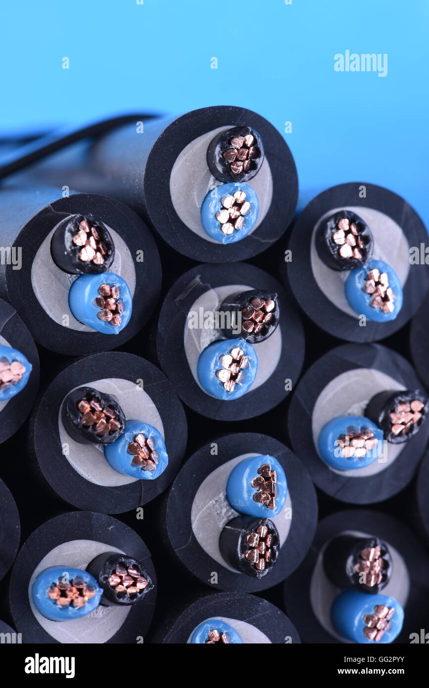 Group of electric cables closeup Stock Photo - Alamy