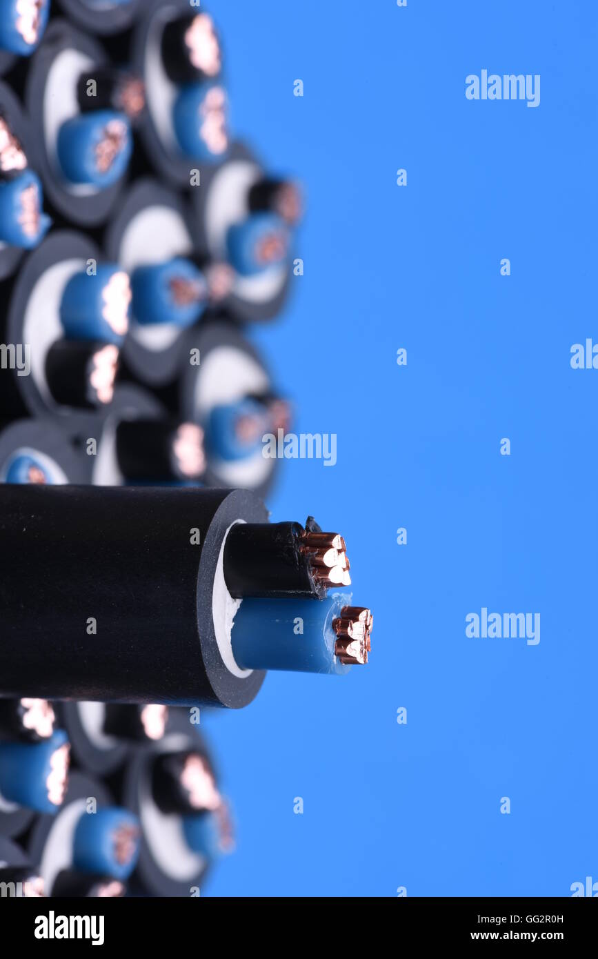 Group of electric cables closeup Stock Photo - Alamy