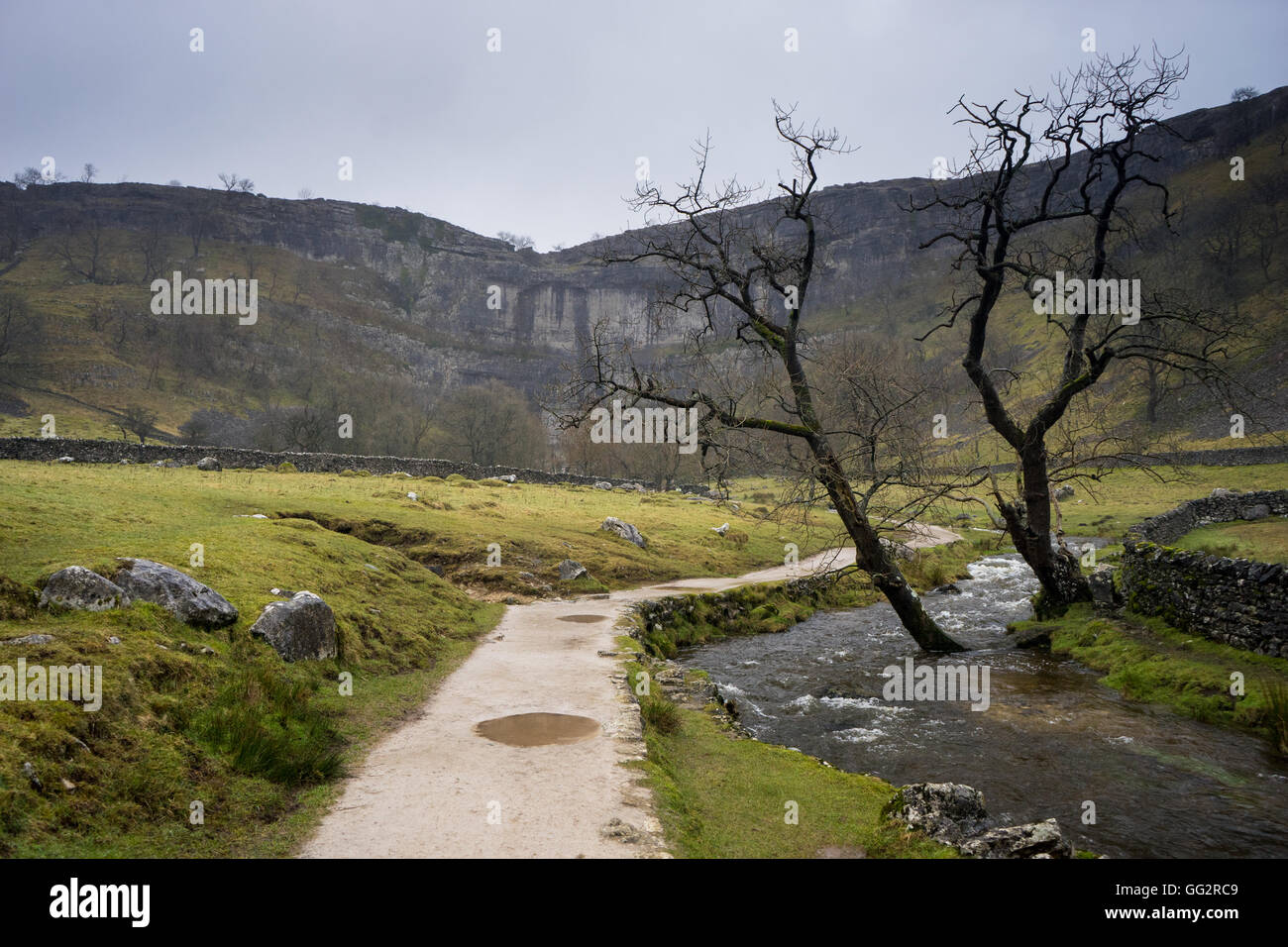 Deeply eroded limestone pavement at Malham Cove, Yorkshire Dales UK ...
