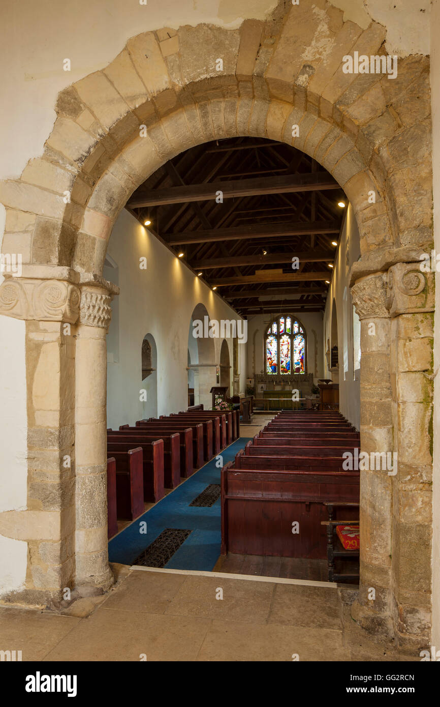 Interior of St Mary's church in Sompting village, West Sussex, England ...