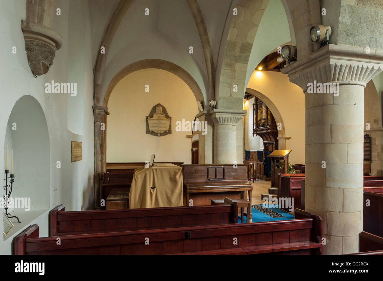 Interior of St Mary's church in Sompting village, West Sussex, England ...