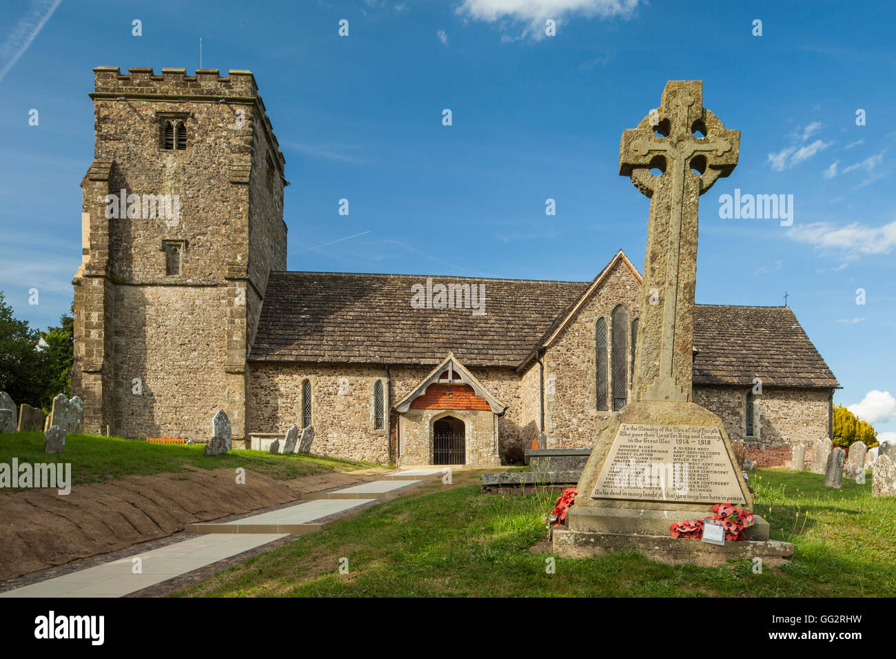 Summer afternoon at St Mary's church in Thakeham, West Sussex, England ...
