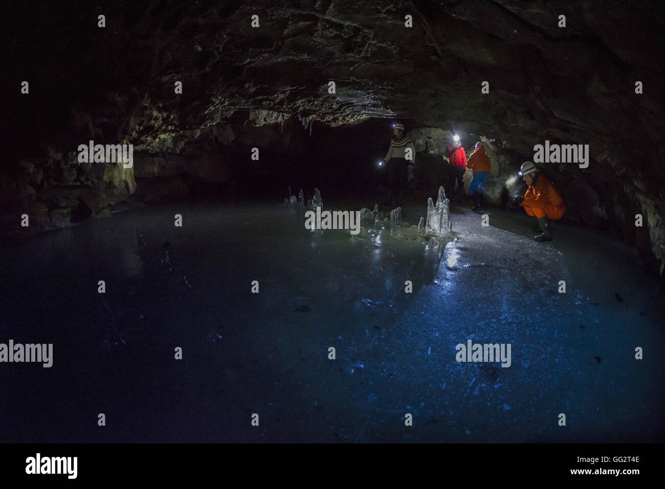 Lofthellir Lava Ice Cave Expedition - May 2016 | usage worldwide Stock ...
