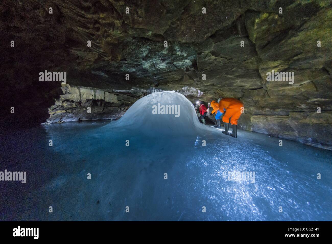 Lofthellir Lava Ice Cave Expedition - May 2016 | usage worldwide Stock ...