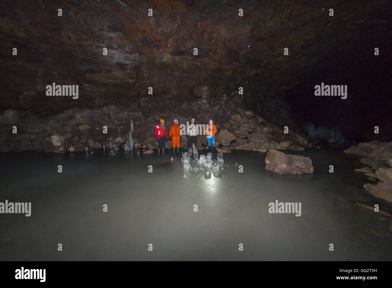 Lofthellir Lava Ice Cave Expedition - May 2016 | usage worldwide Stock ...