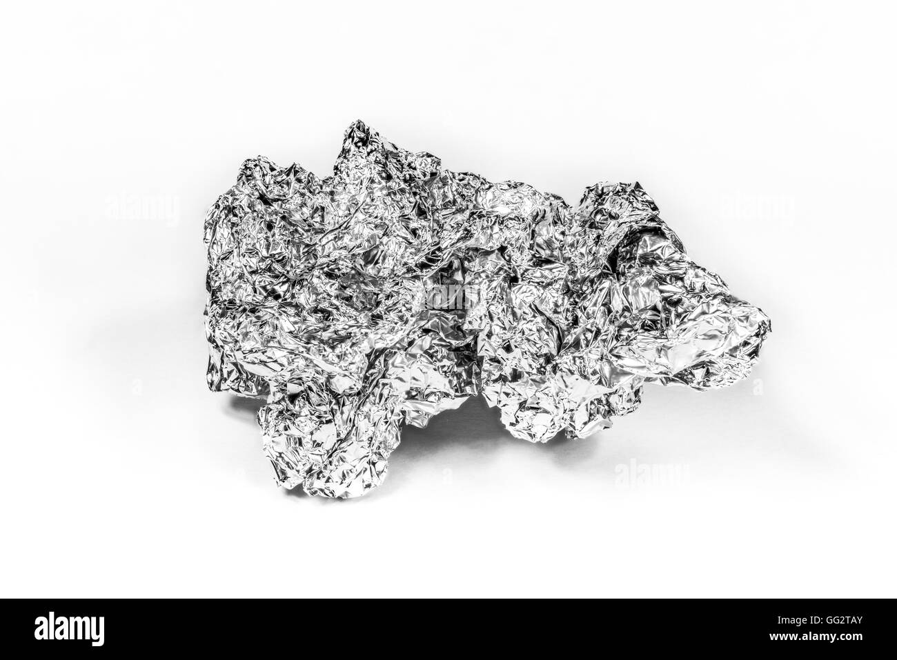 Crumpled aluminum foil on white background Stock Photo - Alamy