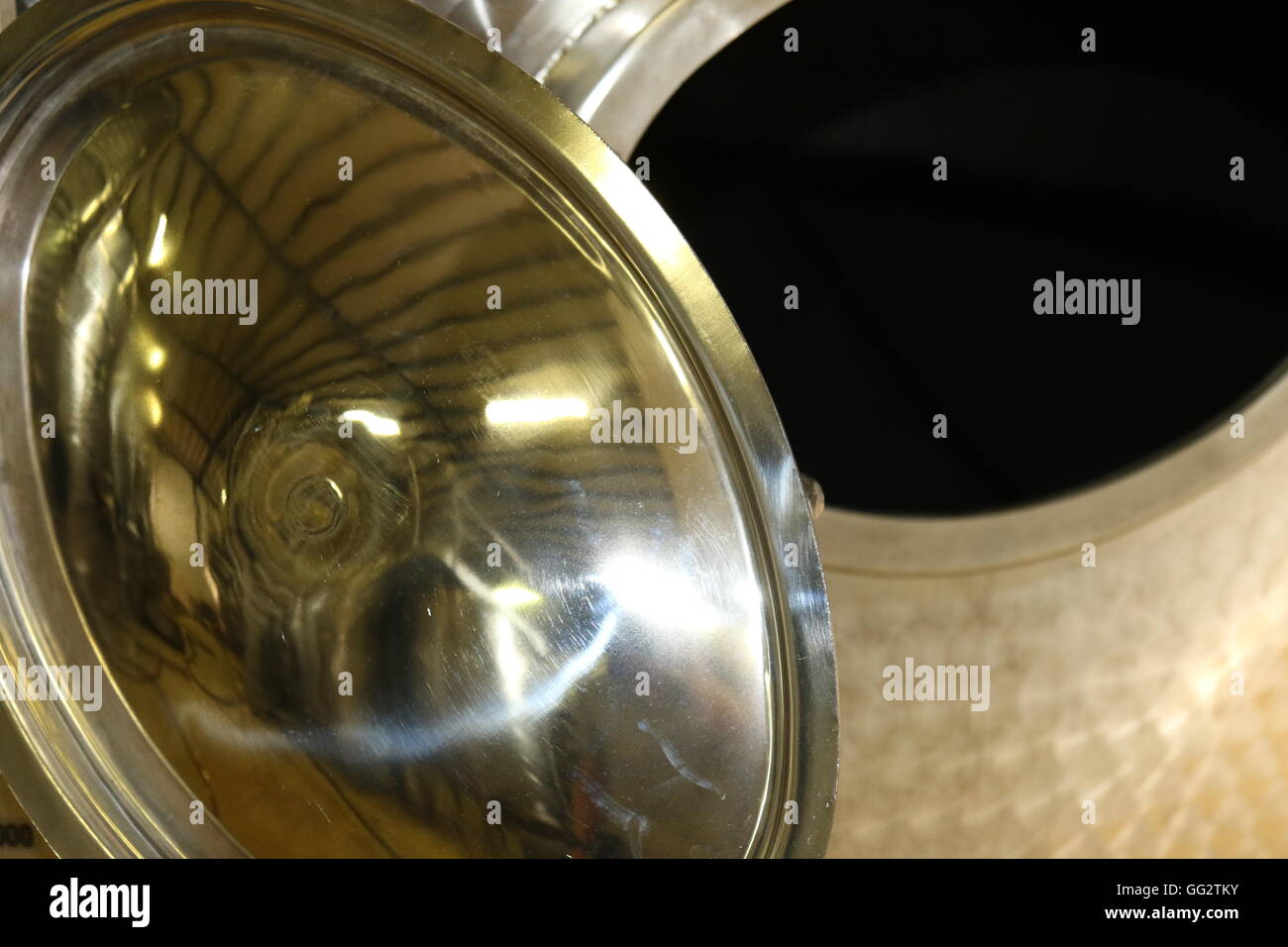 A wine barrel with an open lid Stock Photo - Alamy