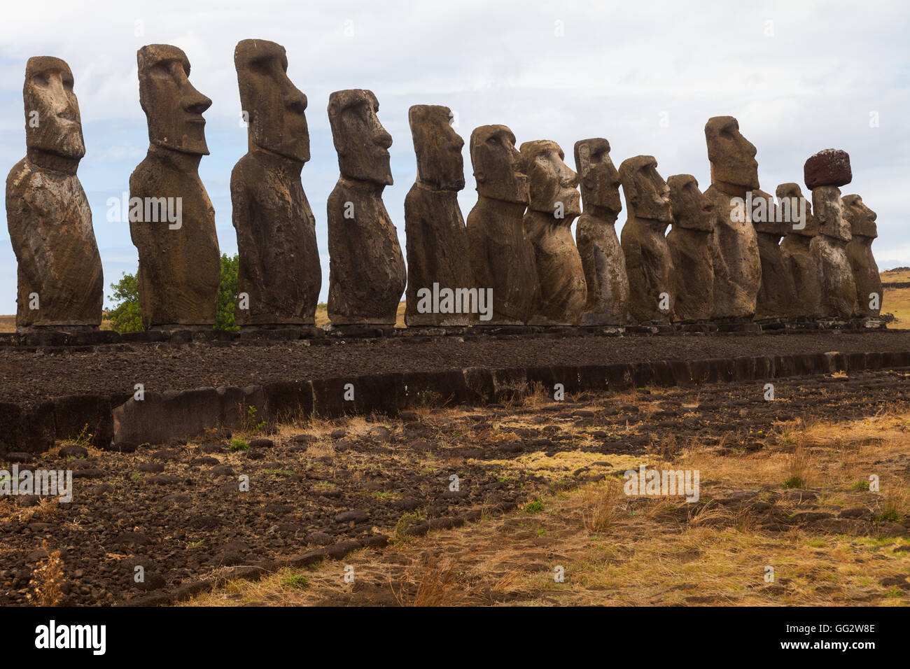 Famous moai heads easter island hi-res stock photography and images - Alamy