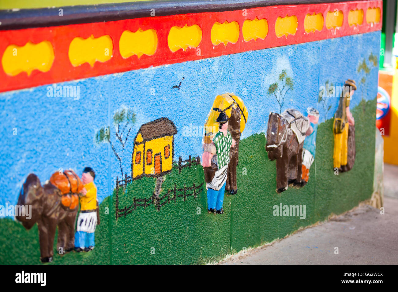 Each plinth in Guatape is beautifully decorated Stock Photo - Alamy