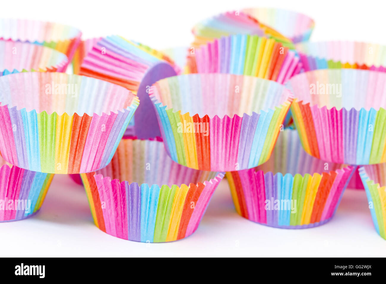 Colorful Papers Cup for Baking Cakes, on white background Stock Photo ...