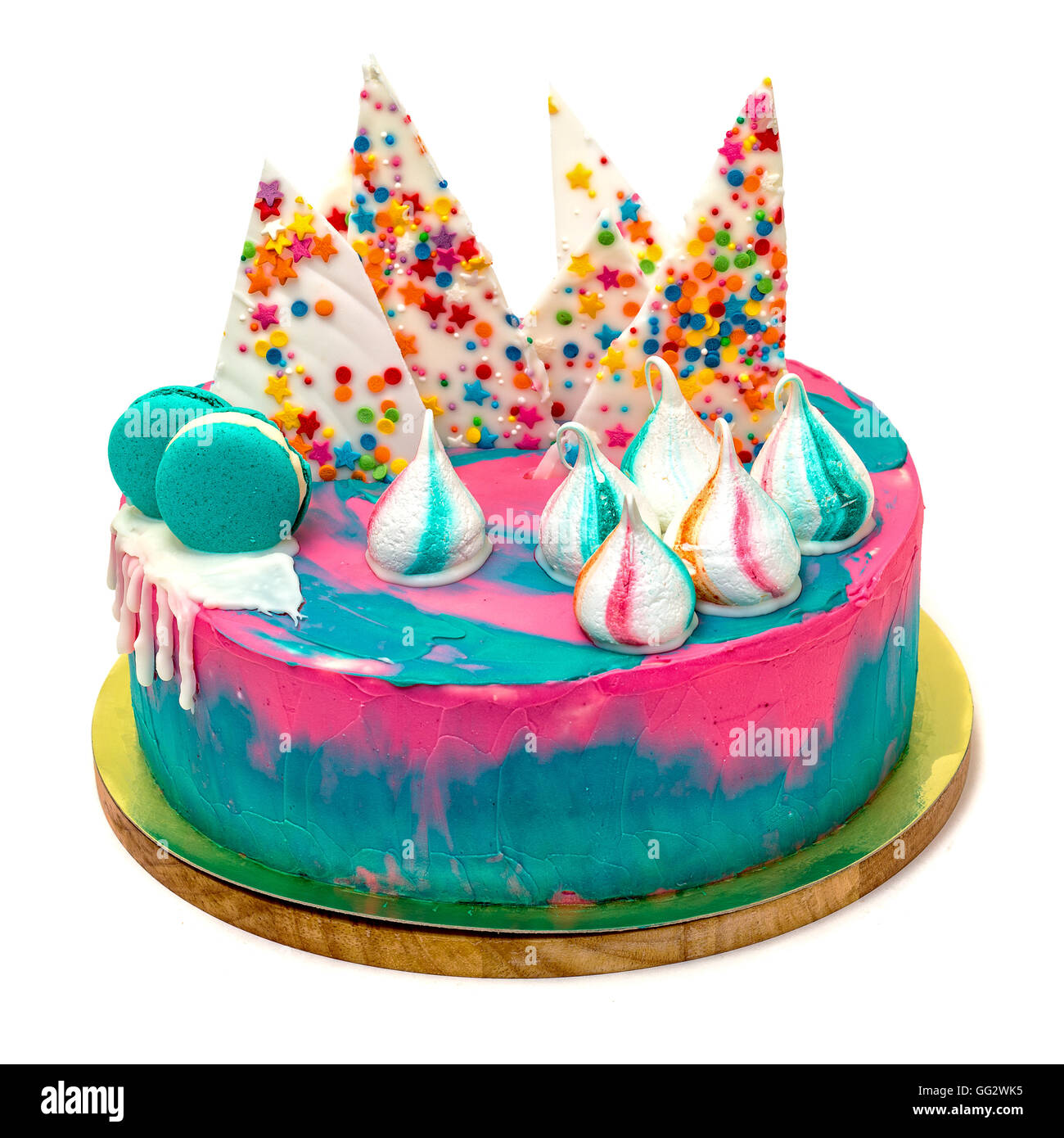 Birthday Vibrant Cake with Colorful Sprinkles, on white background ...
