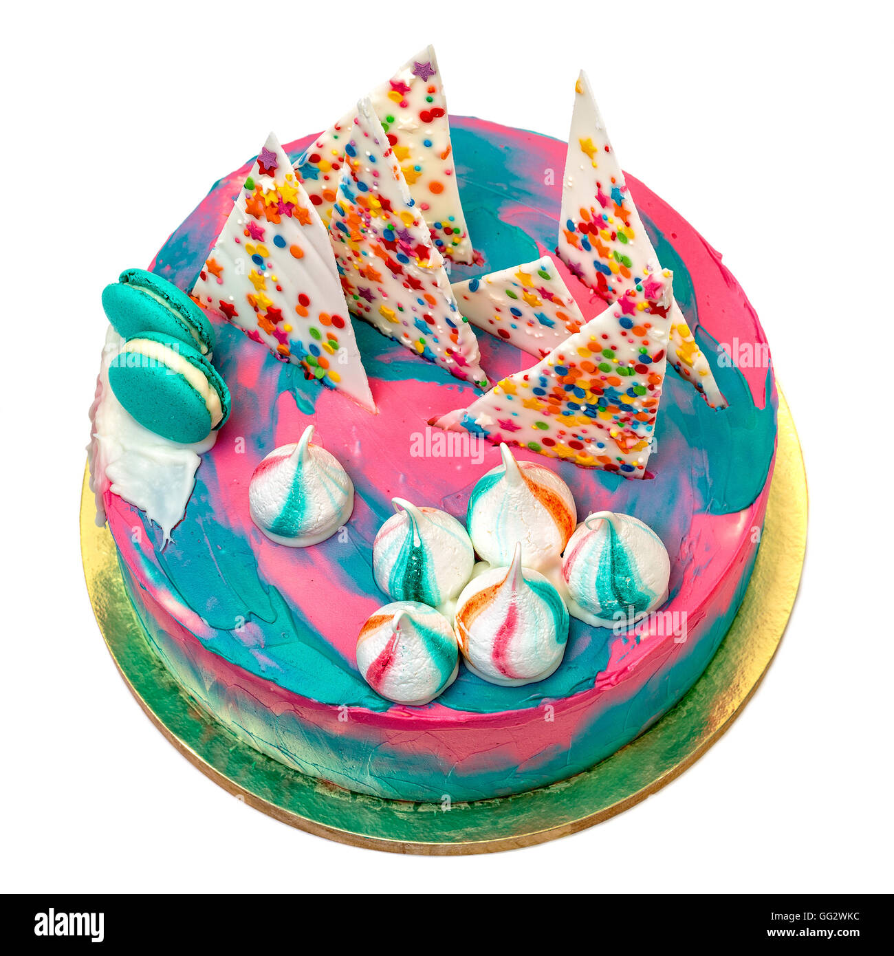 Birthday Vibrant Cake with Colorful Sprinkles, on white background ...