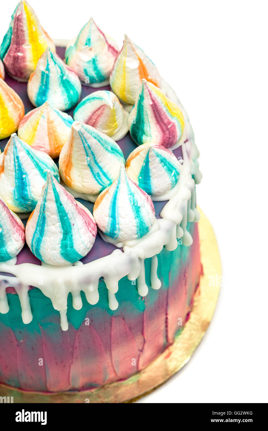 Birthday Vibrant Cake with Colorful Sprinkles, on white background ...