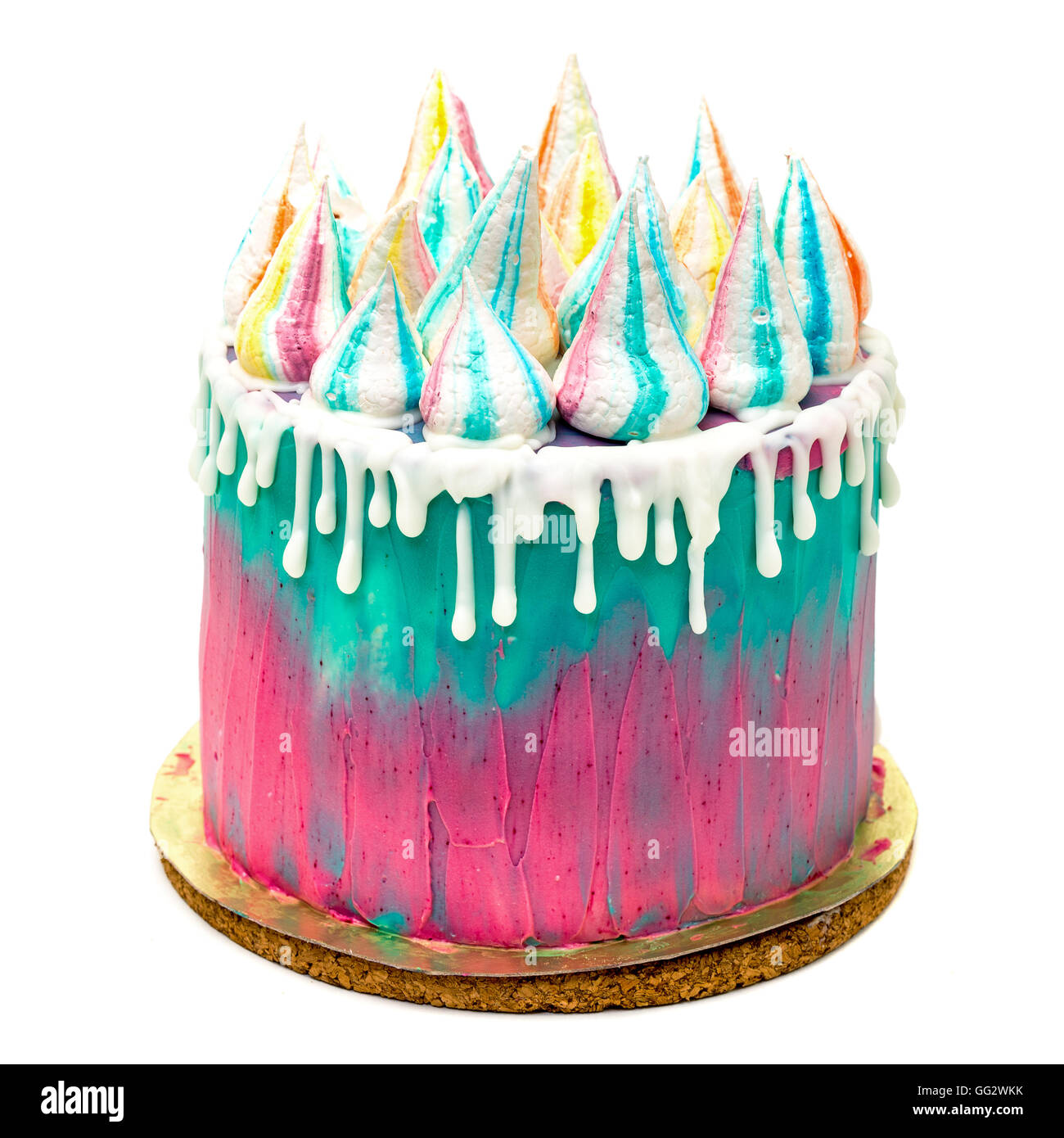 Birthday Vibrant Cake with Colorful Sprinkles, on white background ...