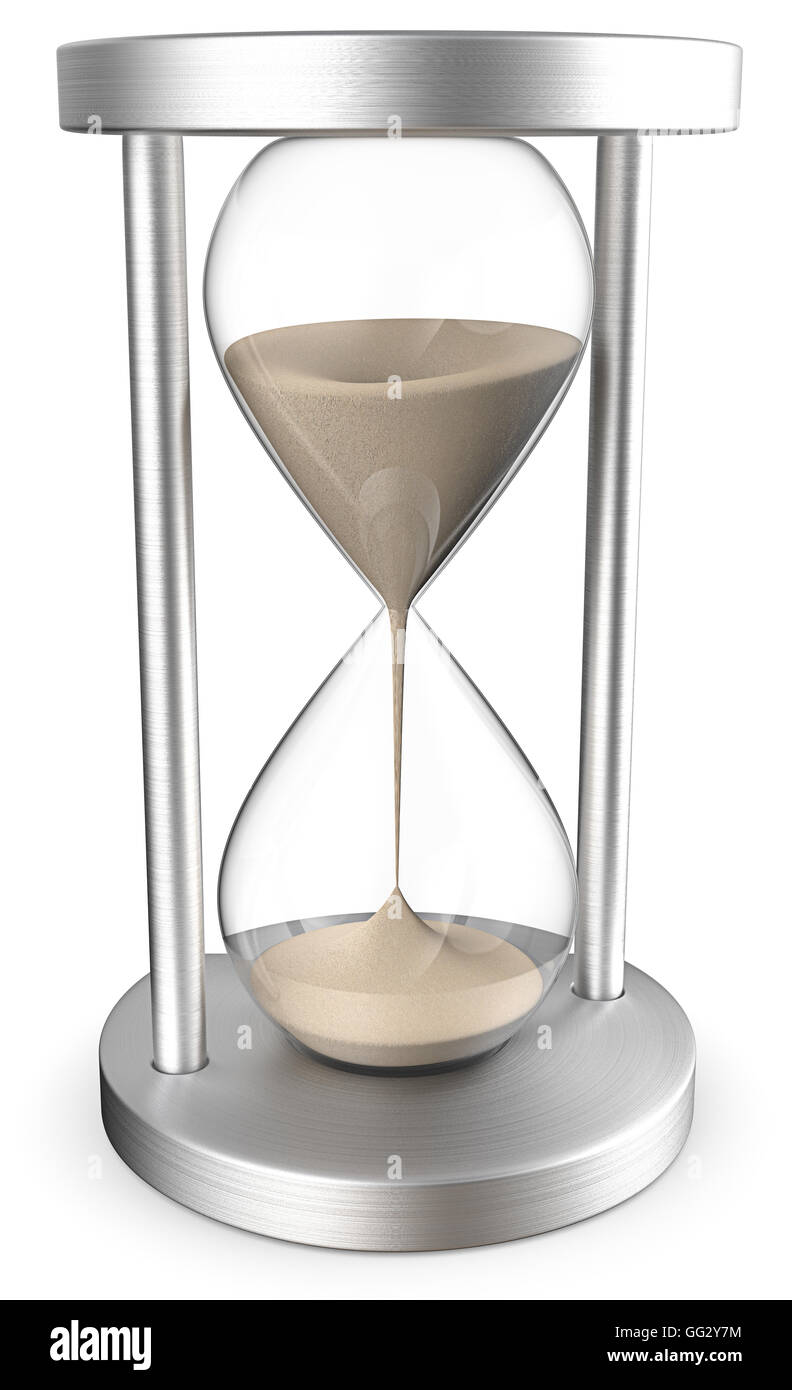 3D render of a Classic Hourglass of brushed Steel. Front View Stock ...