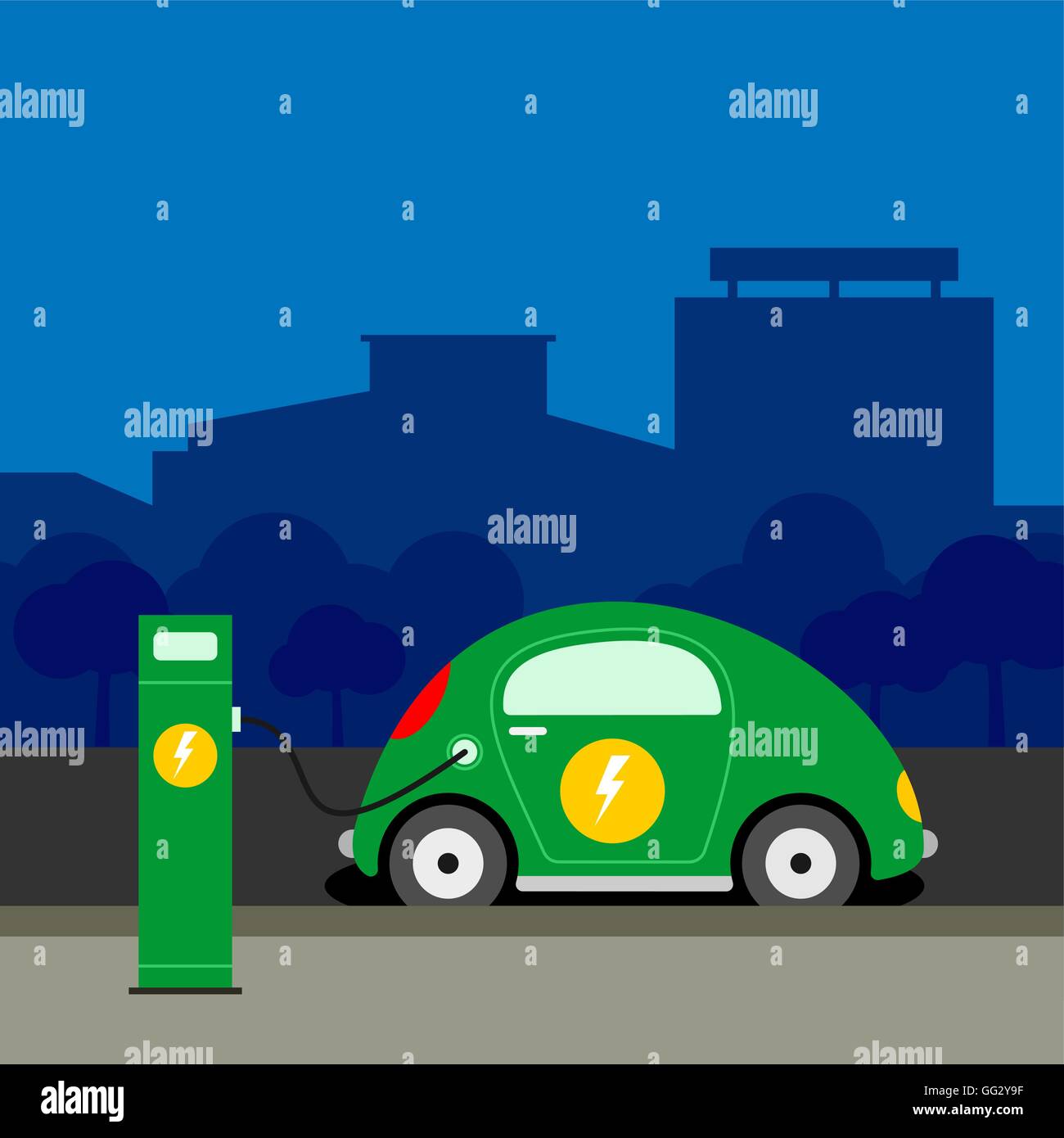 Electric vehicle charging station vector illustration Stock Vector ...