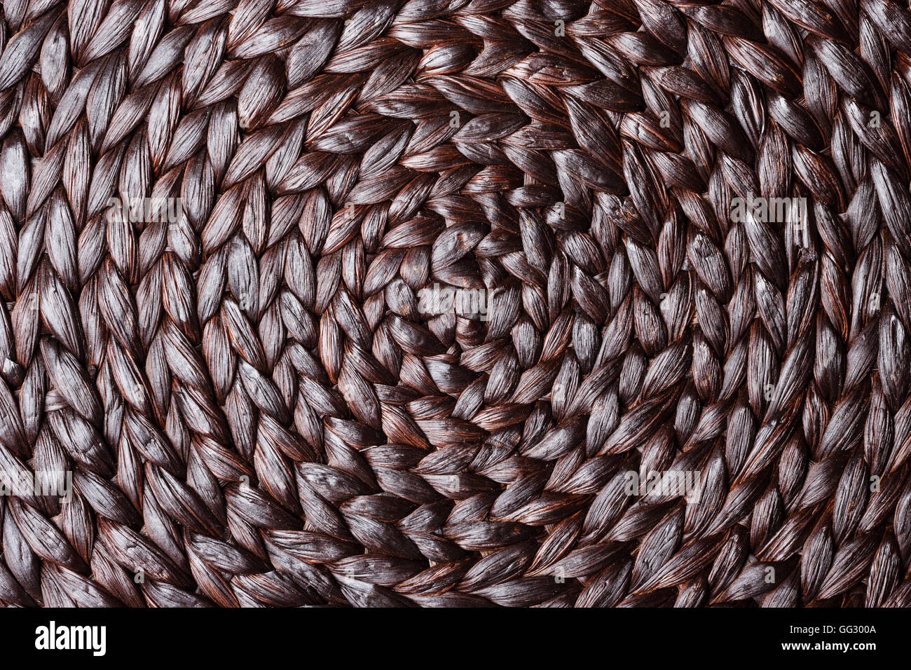 Closeup dark brown wicker woven pattern for abstract background or ...