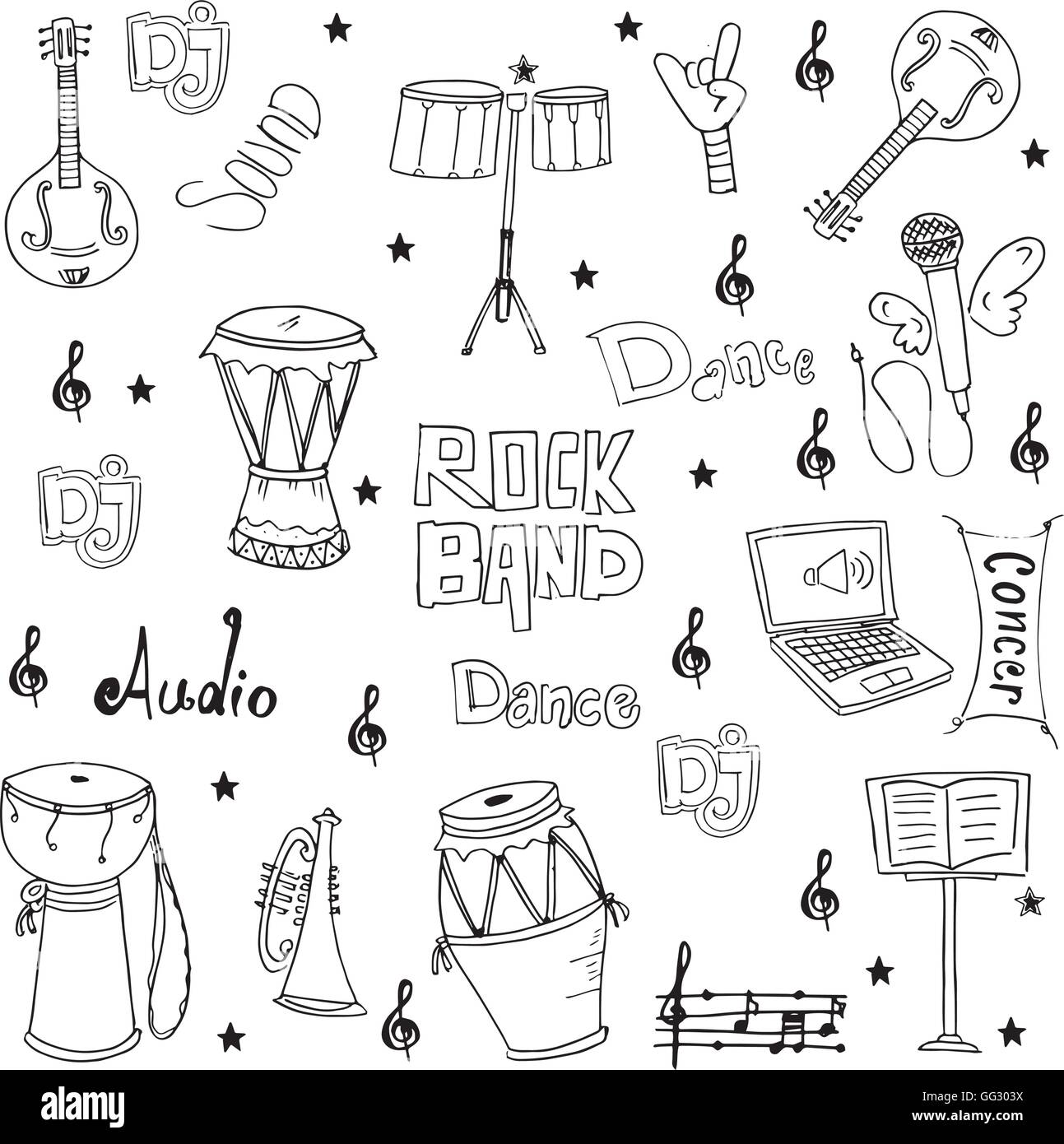 Music element doodles hand draw Stock Vector Image & Art - Alamy