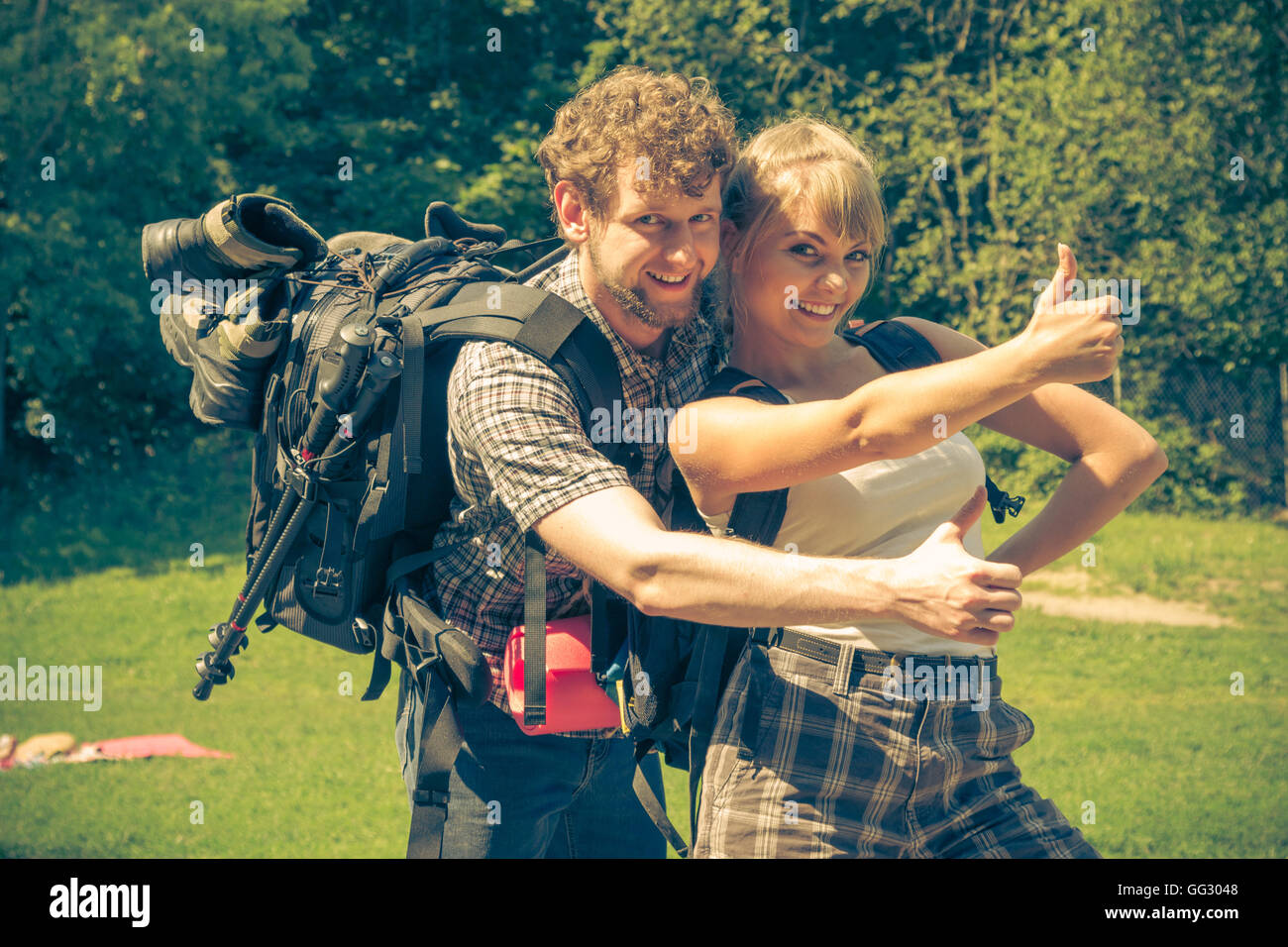 Adventure, tourism, enjoying summer time together - young couple ...