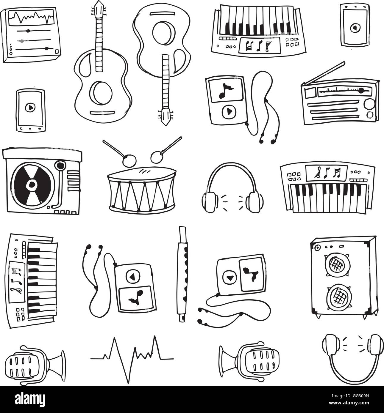 Object music tools doodles Stock Vector Image & Art - Alamy