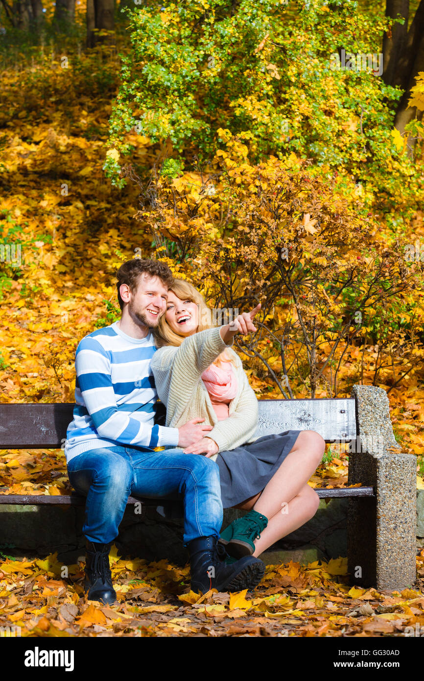 Concepts of autumn love togetherness and relationship. Young romantic ...