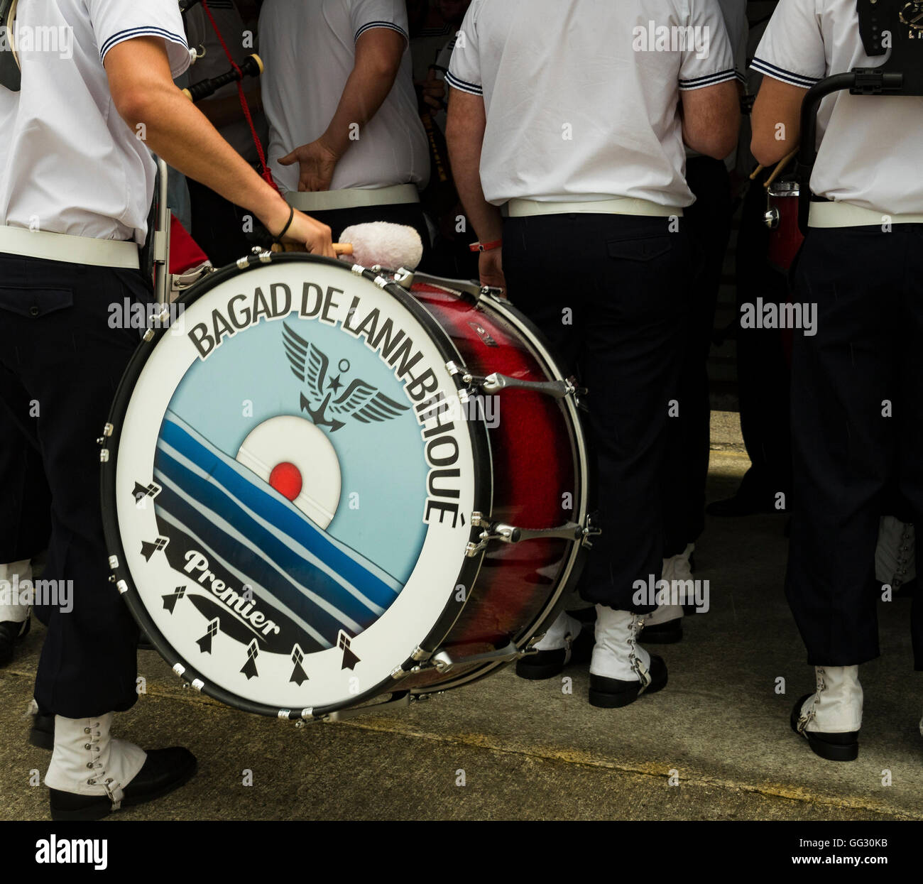 Bagad de Lann-Bihoué. The big drum Stock Photo - Alamy