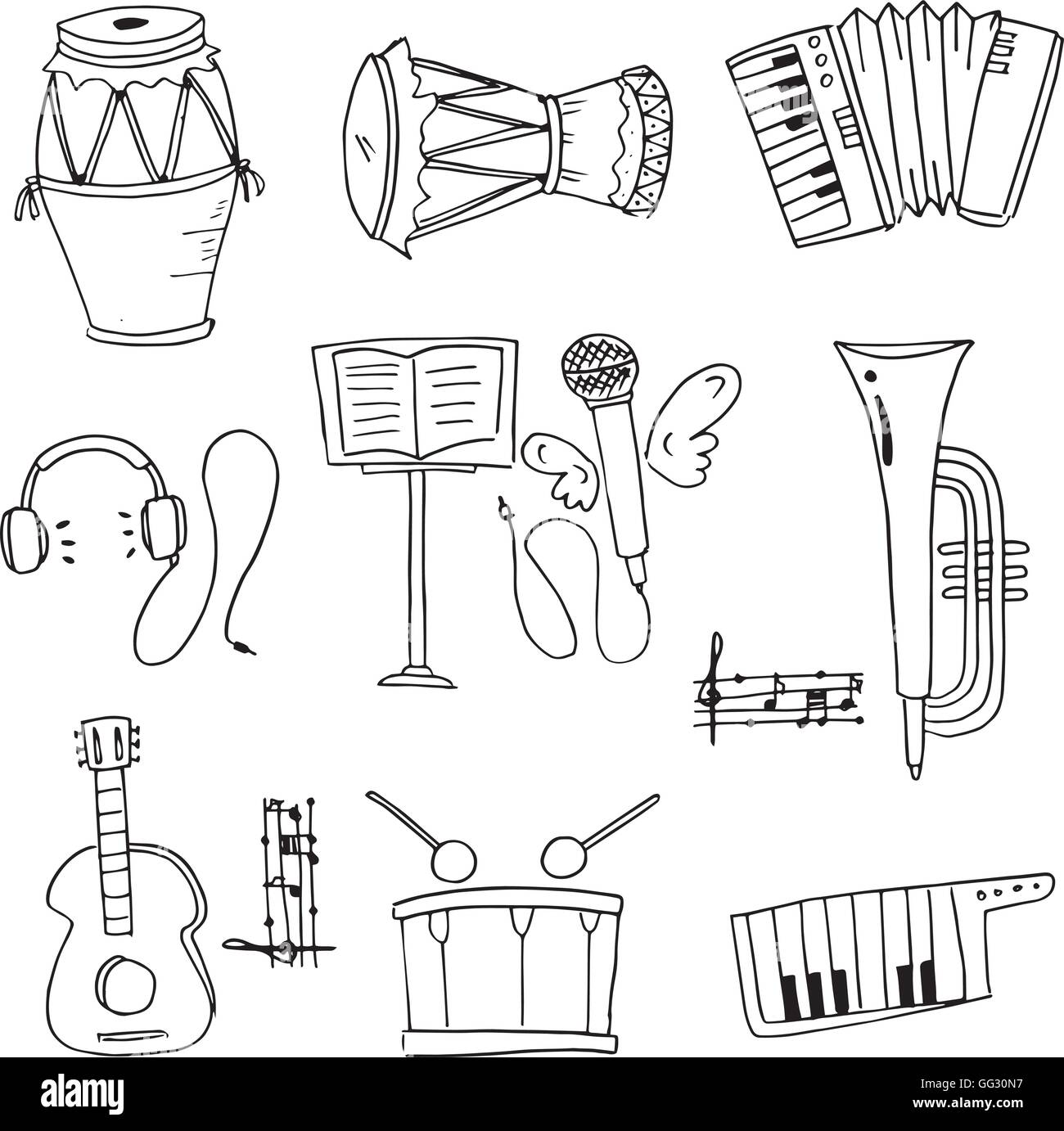 Music instrument pack doodles Stock Vector Image & Art - Alamy